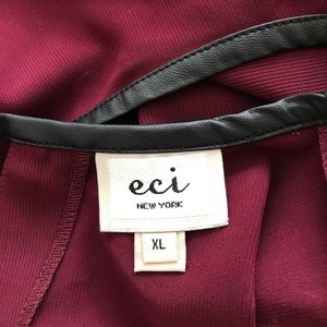 ECI | Dresses | Eci Shirtdress Faux Leather Neck Trim Maroon | Poshmark